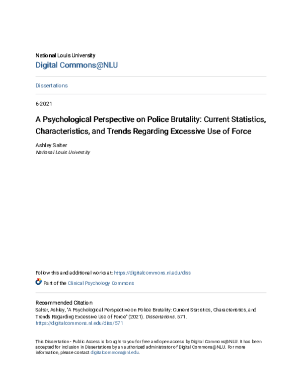 (PDF) A Psychological Perspective on Police Brutality: Current ...