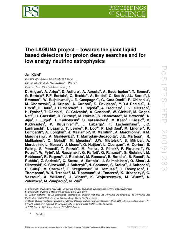 (PDF) The LAGUNA project - towards the giant, liquid base detectors for ...