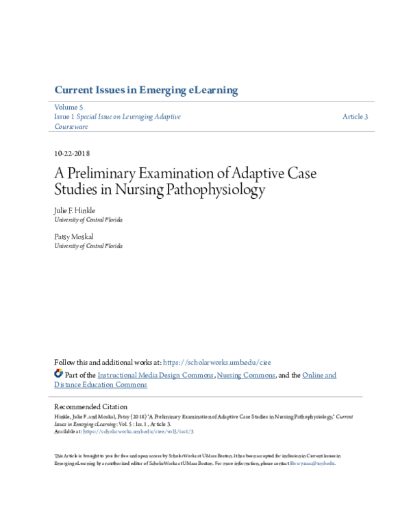 (PDF) A Preliminary Examination of Adaptive Case Studies in Nursing ...