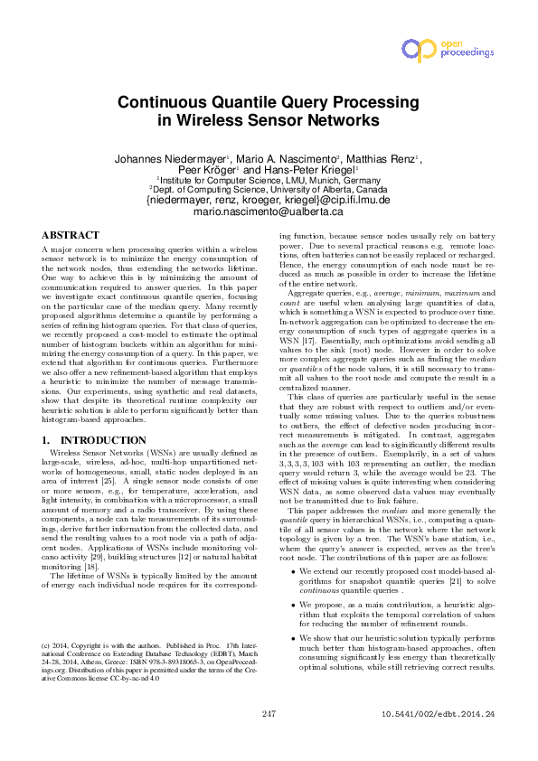 (PDF) Continuous Quantile Query Processing in Wireless Sensor Networks | Matthias Renz ...