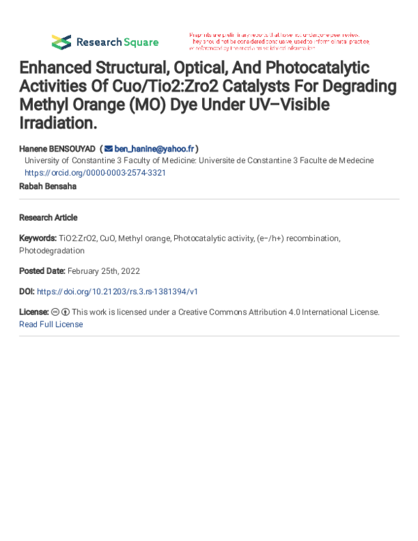 (PDF) Enhanced Structural, Optical, And Photocatalytic Activities Of ...