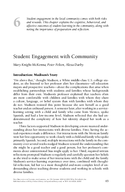 (PDF) Student Engagement with Community
