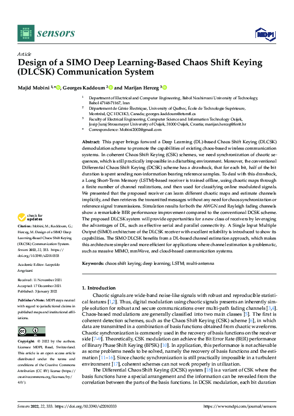 (PDF) Design of a SIMO Deep Learning-Based Chaos Shift Keying (DLCSK ...
