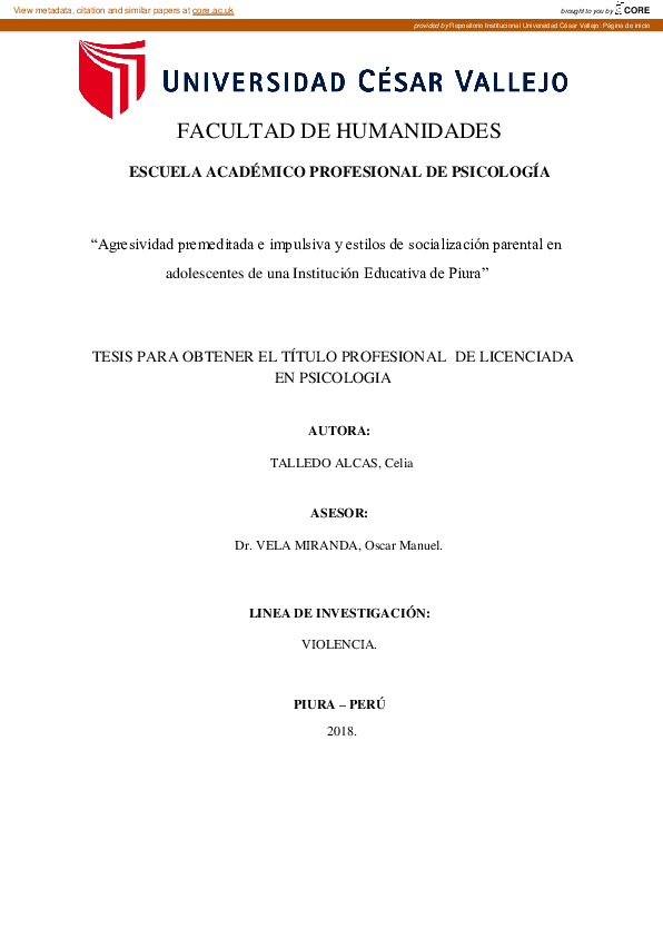 (PDF) Agresividad premeditada e impulsiva y estilos de socialización ...