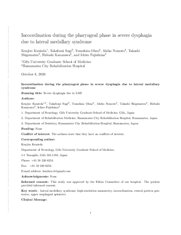 (PDF) Incoordination during the pharyngeal phase in severe dysphagia ...