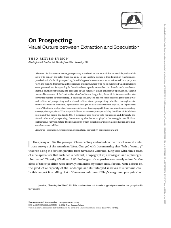 (PDF) On Prospecting: Visual Culture between Extraction and Speculation