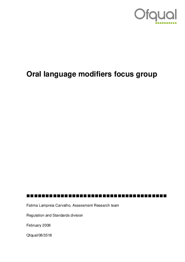 (PDF) Oral language modifiers focus group
