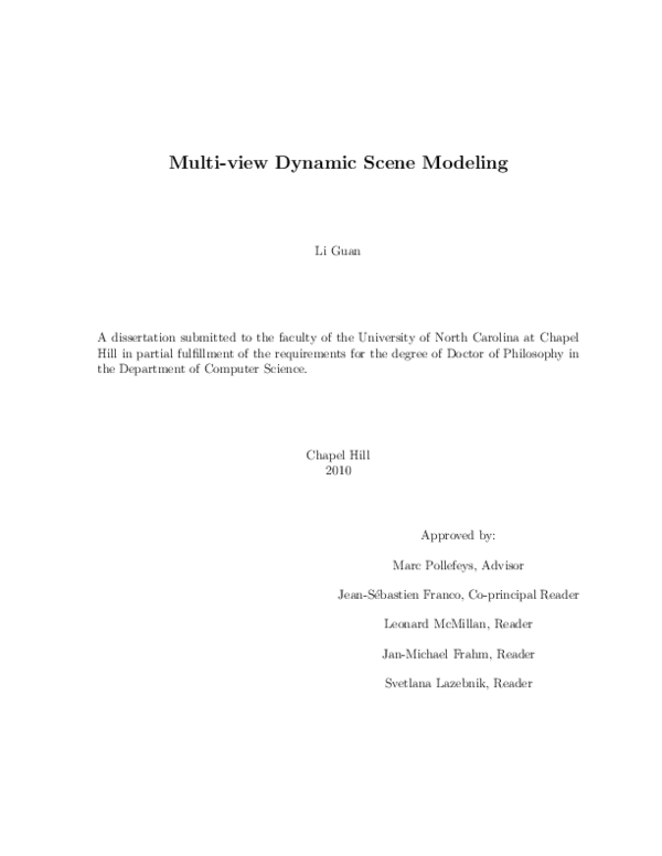 (PDF) Multi-view dynamic scene modeling (PDF) Multi-view dynamic scene modeling