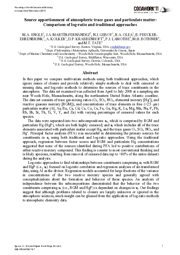 (PDF) Source apportionment of atmospheric trace gases and particulate matter: Comparison of log ...