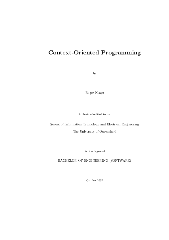 (PDF) Context-oriented programming