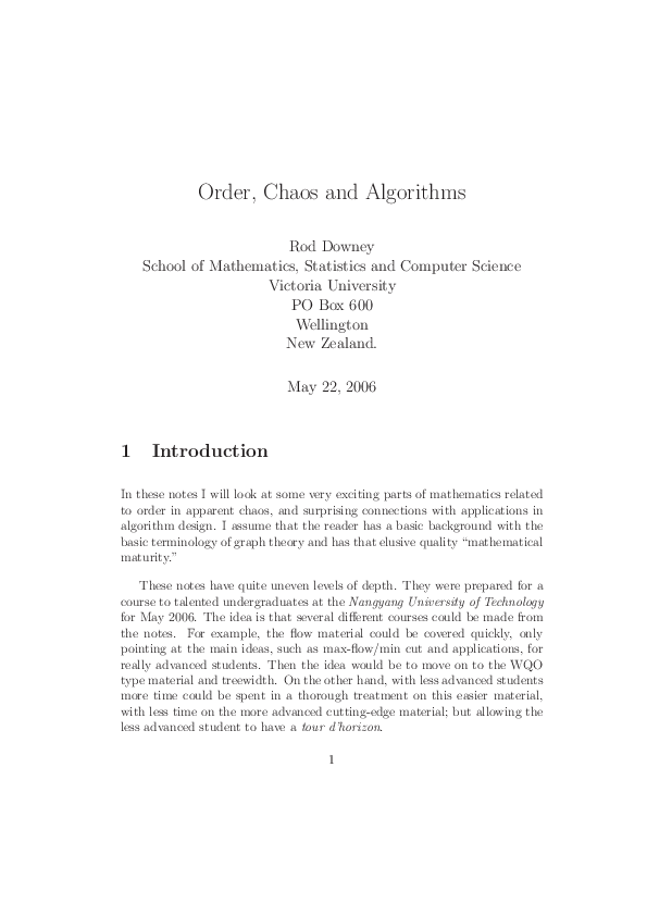 (PDF) Order, Chaos and Algorithms | Rod Downey - Academia.edu