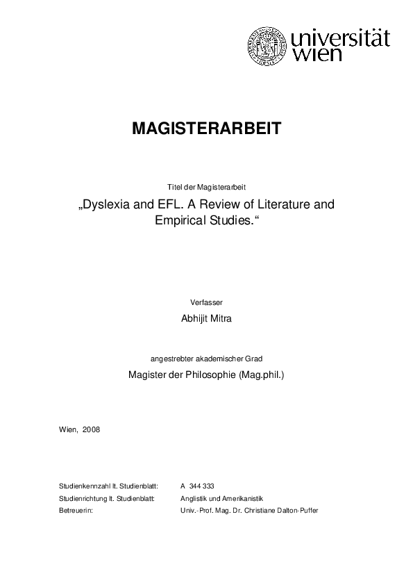 (PDF) Dyslexia and EFL | ABHIJIT MITRA - Academia.edu