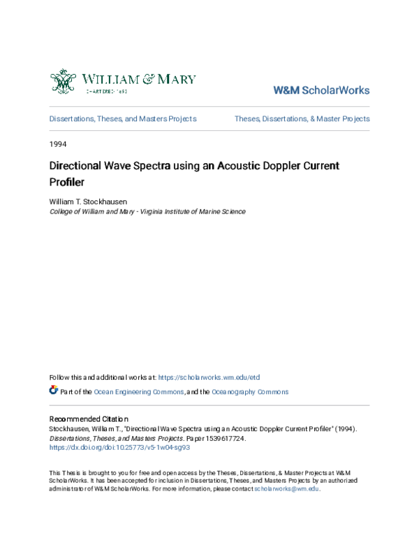 (PDF) Directional Wave Spectra using an Acoustic Doppler Current Profiler