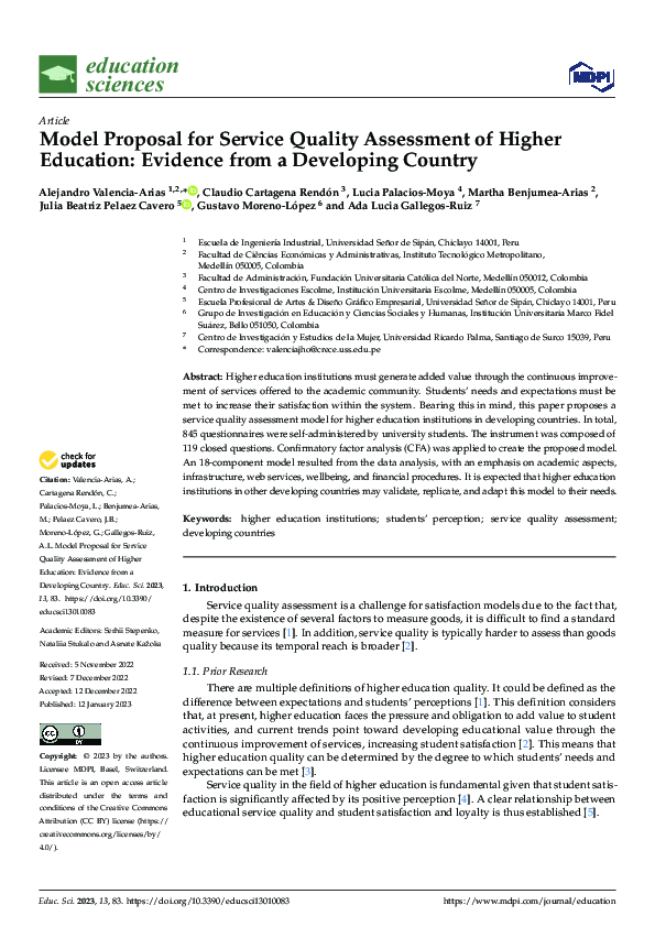 (PDF) Model Proposal for Service Quality Assessment of Higher Education ...