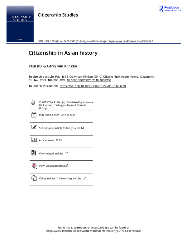 (PDF) Citizenship in Asian history