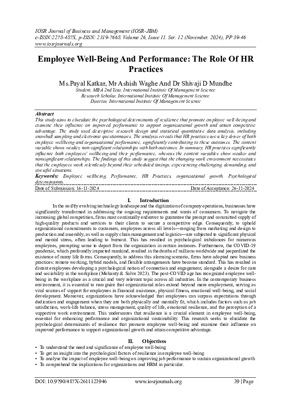 (PDF) Employee Well-Being And Performance: The Role Of HR Practices