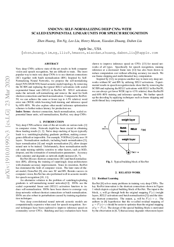 (PDF) SNDCNN: Self-Normalizing Deep CNNs with Scaled Exponential Linear Units for Speech ...
