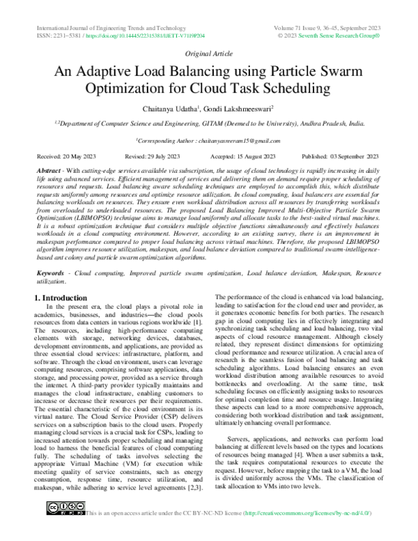 (PDF) An Adaptive Load Balancing using Particle Swarm Optimization for ...