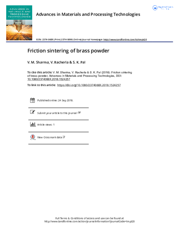 (PDF) Friction sintering of brass powder