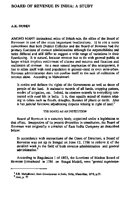 (PDF) Board of Revenue in India: A Study