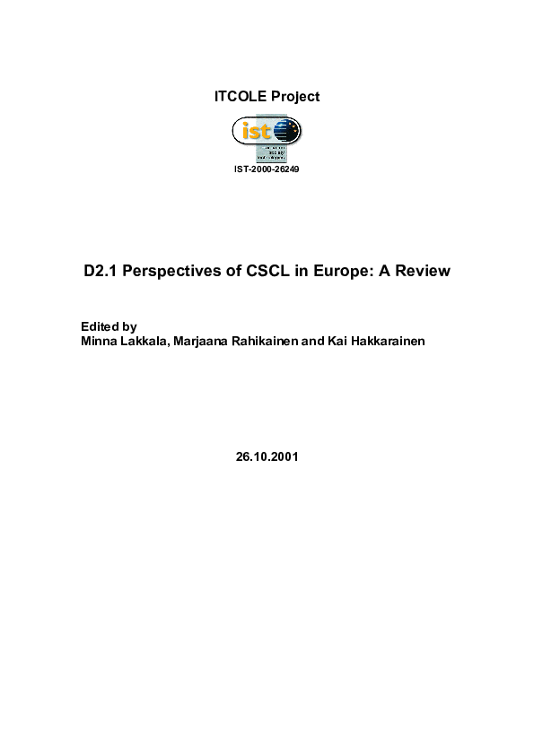 (PDF) D2.1 Perspectives of CSCL in Europe: A Review