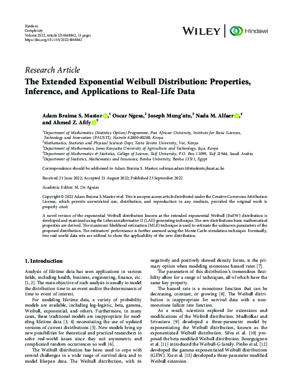 Pdf The Extended Exponential Weibull Distribution Properties Inference And Applications To