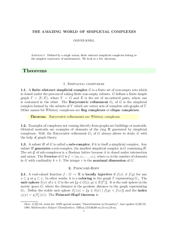 (PDF) The amazing world of simplicial complexes