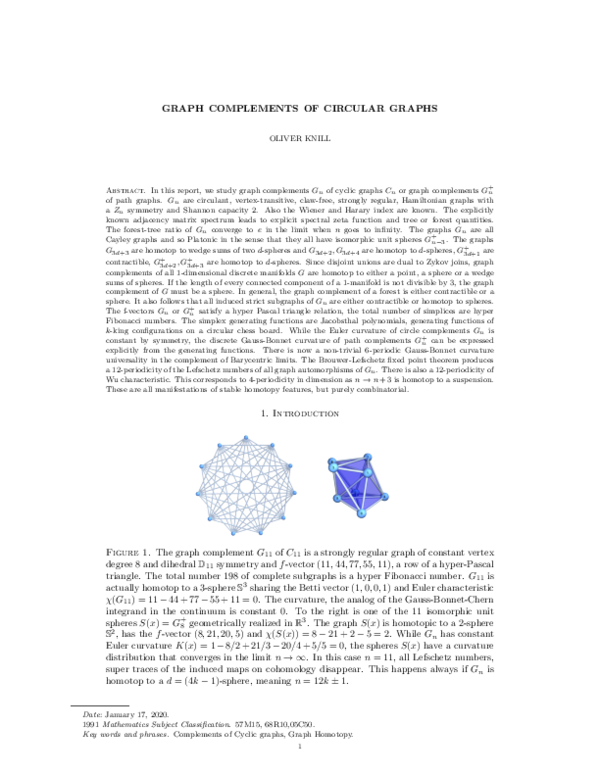 (PDF) Graph complements of circular graphs