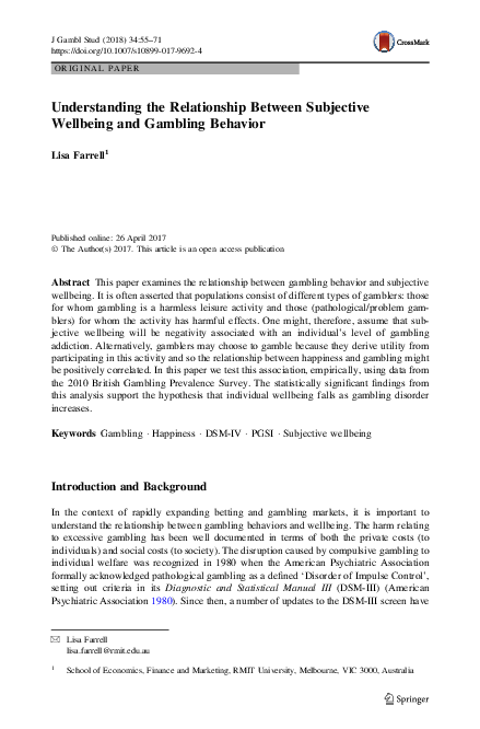 (PDF) Understanding the Relationship Between Subjective Wellbeing and ...