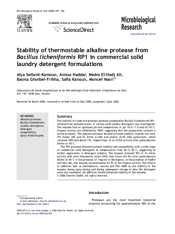 (PDF) Stability of thermostable alkaline protease from Bacillus ...