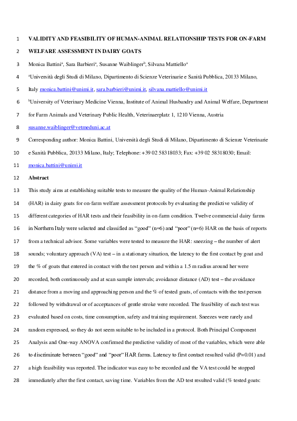 (PDF) Validity and feasibility of Human-Animal Relationship tests for ...