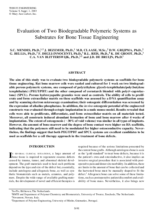 (PDF) Evaluation of Two Biodegradable Polymeric Systems as Substrates ...