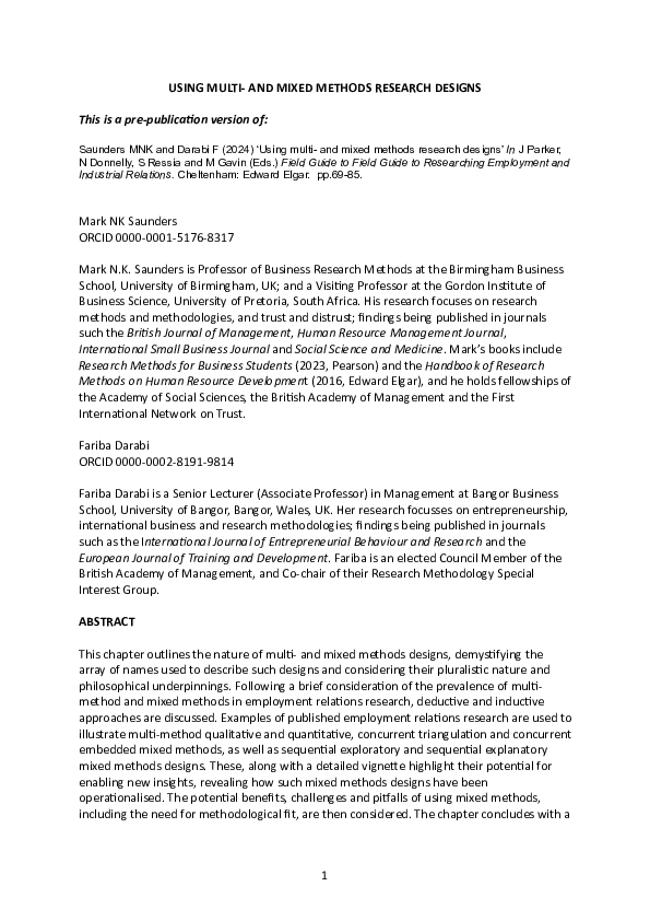 (PDF) USING MULTI-AND MIXED METHODS RESEARCH DESIGNS