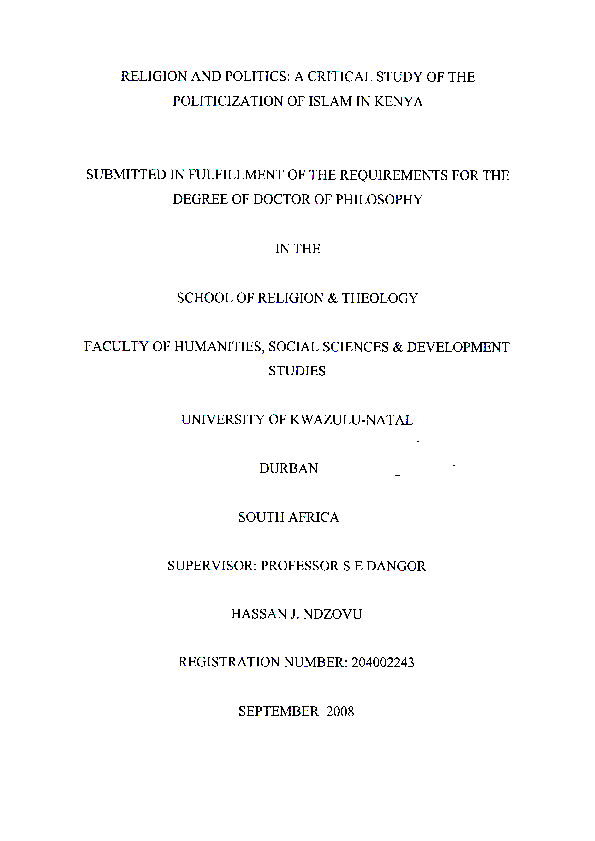 (PDF) Religion and politics: a critical study of the politicization of ...