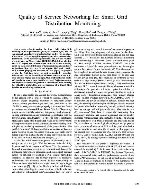 (PDF) Quality of Service Networking for Smart Grid Distribution Monitoring