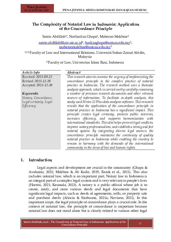 (PDF) The Complexity of Notarial Law in Indonesia: Application of the ...