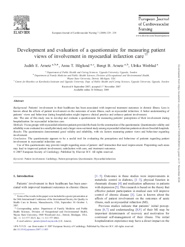 (PDF) Development and Evaluation of a Questionnaire for Measuring ...