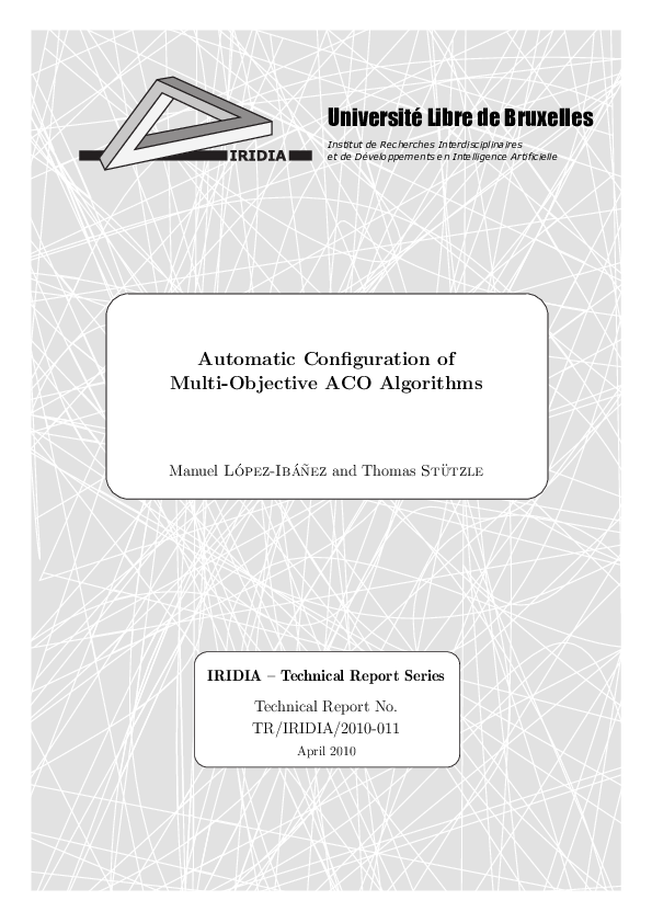 (PDF) Automatic configuration of multi-objective ACO algorithms
