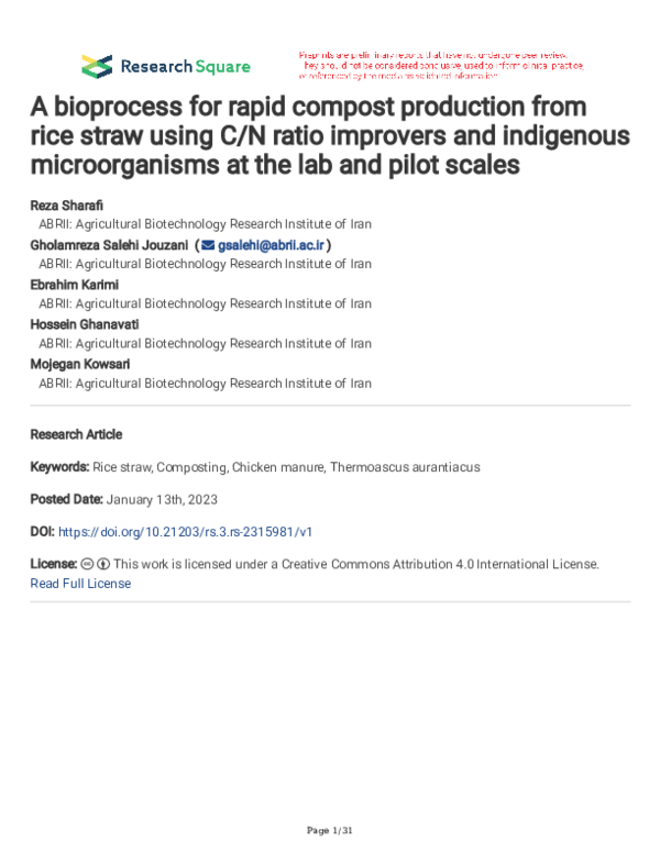 (PDF) Rapid Rice Straw Composting Using Microbes