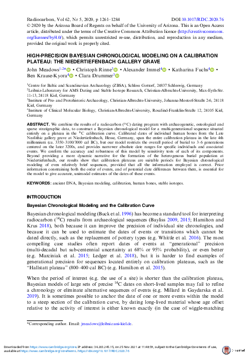 (PDF) High-Precision Bayesian Chronological Modeling on a Calibration Plateau: The ...
