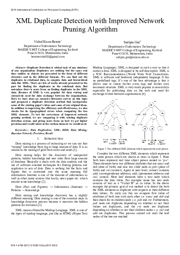 (PDF) XML Duplicate Detection with Improved Network Pruning Algorithm