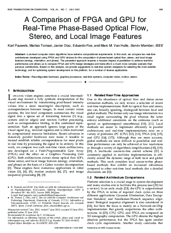 (PDF) A Comparison of FPGA and GPU for Real-Time Phase-Based Optical ...