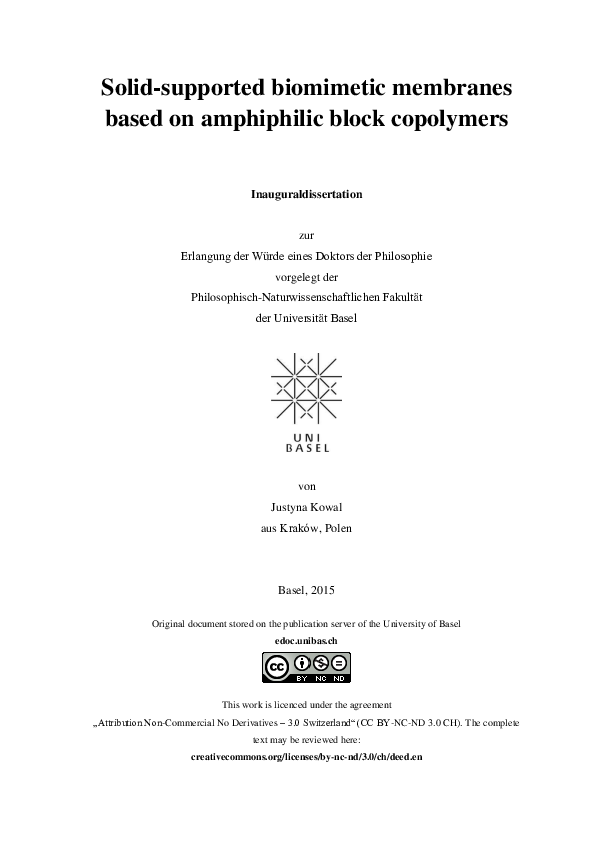 (PDF) Solid-supported biomimetic membranes based on amphiphilic block copolymers
