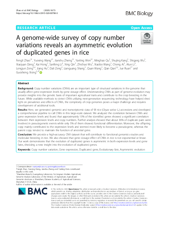 Pdf A Genome Wide Survey Of Copy Number Variations Reveals An Asymmetric Evolution Of
