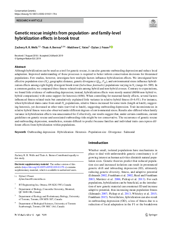 (PDF) Genetic rescue insights from population- and family-level ...