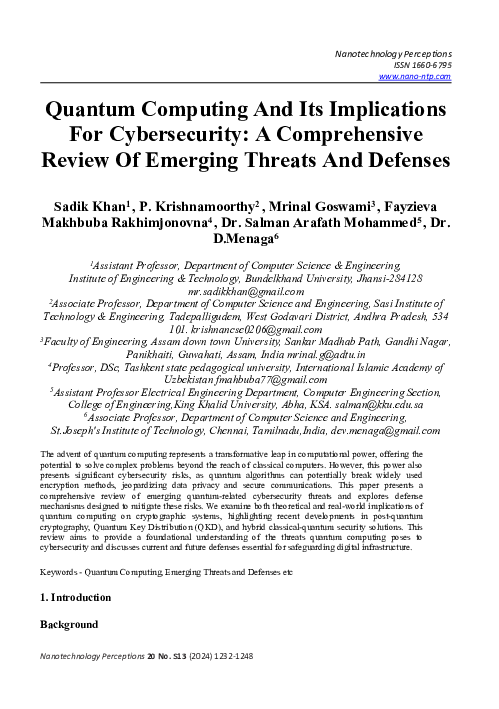 (PDF) Quantum Computing And Its Implications For Cybersecurity: A Comprehensive Review Of ...