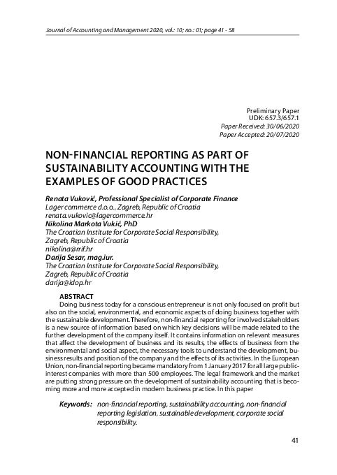 (PDF) Non-Financial Reporting as Part of Sustainability Accounting With ...
