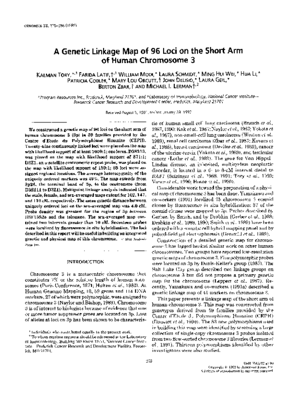(PDF) A genetic linkage map of 96 loci on the short arm of human ...
