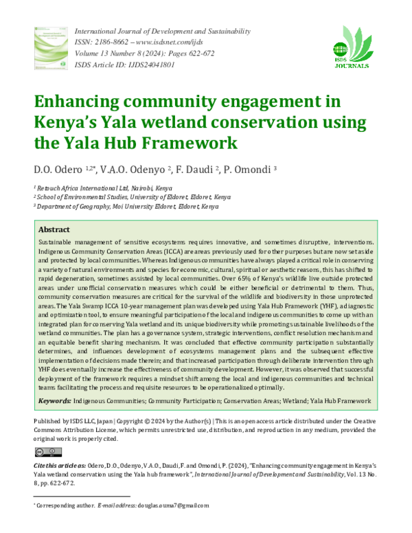 (PDF) Enhancing community engagement in Kenya's Yala wetland conservation using the Yala Hub ...