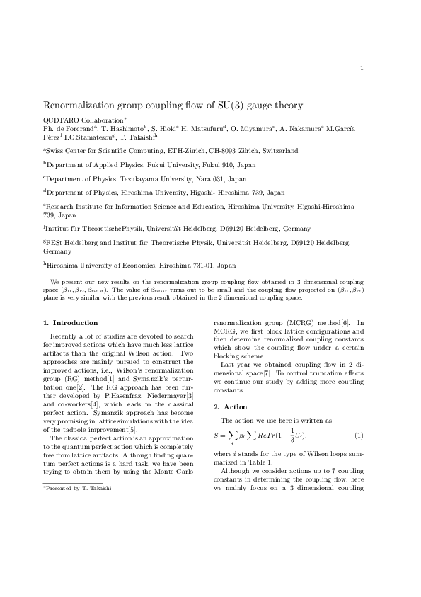 (PDF) Renormalization group coupling flow of SU(3) gauge theory